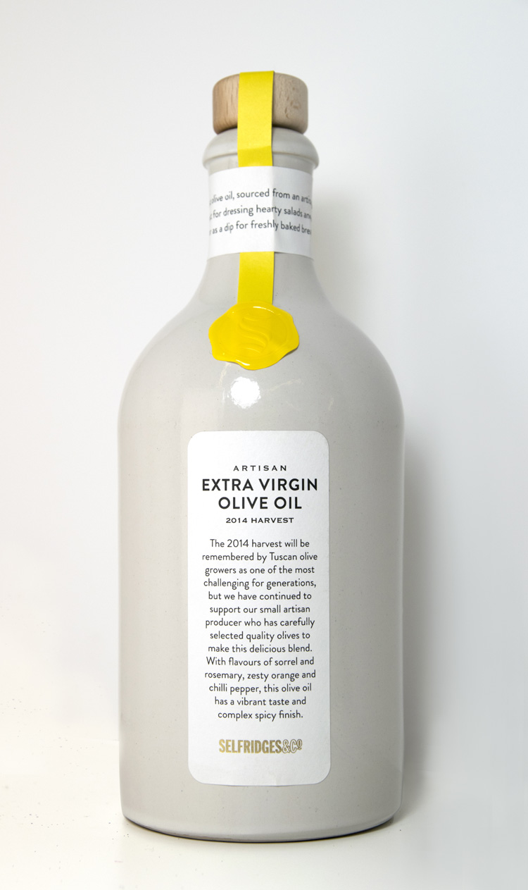 Selfridges olive oil labels enhanced with Manter Tintoretto Gesso ...