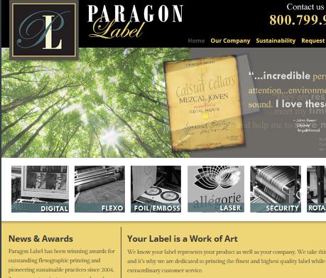 Design defines Paragon Label web development | Labels & Labeling