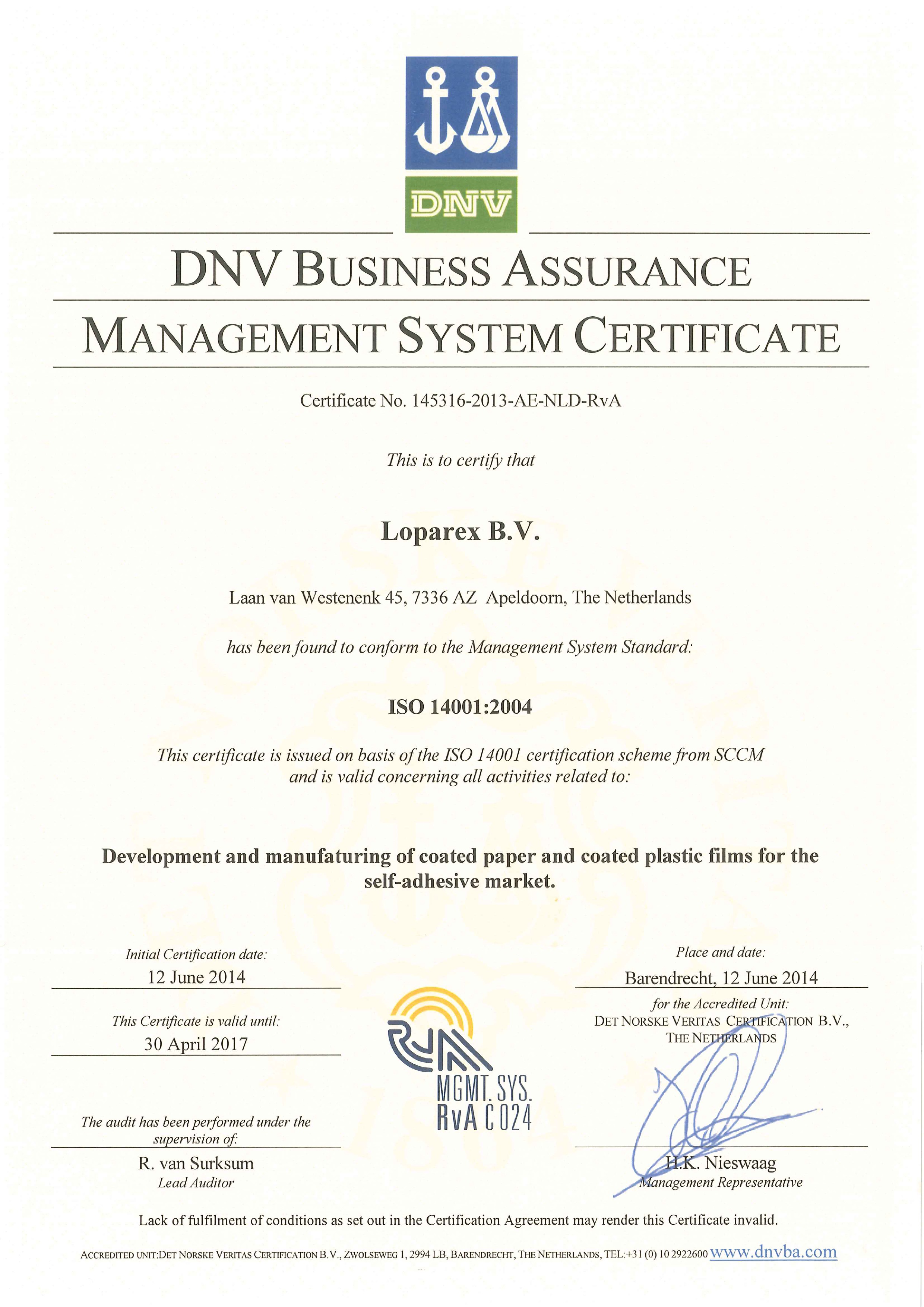 Loparex global presence 14001 certified | Labels & Labeling